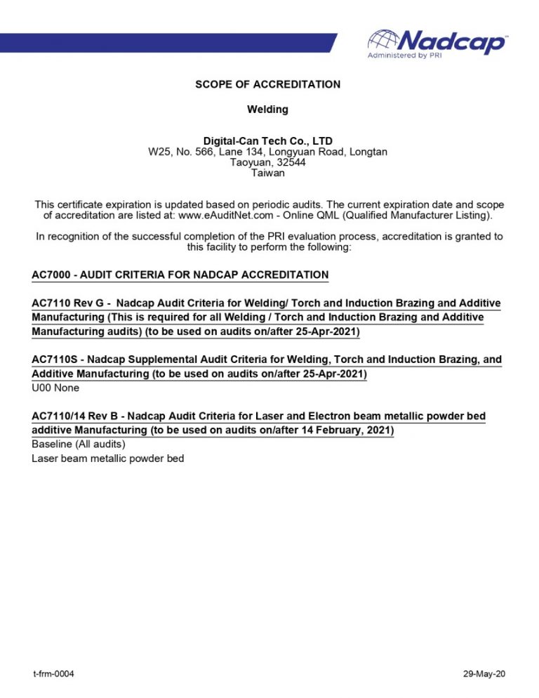 DCT Nadcap Certification - Digital-Can Tech